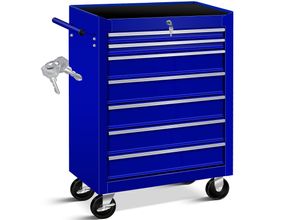 4260486781084 - Werkstattwagen Rollwagen Werkzeugwagen Werkzeugkiste Fächer Toolbox Werkzeug box 7 Fächer Blau - Masko