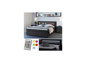 4260486832519 - Design Boxspringbett 180x200 cm H2 LED Doppelbett Hotelbett Ehebett anthrazit