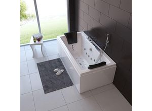 4058166006608 - Whirlpool - laguna m pure - Weiß Maße 180 x 90 x 55 cm - inkl Radio Heizung und Lichttherapie i Whirlwanne für 2 Personen Indoor Badewanne