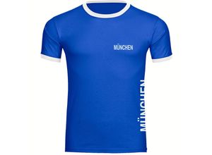 4068859022648 - multifanshop Kontrast T-Shirt - München blau - Brust & Seite - Druck weiß - Männer