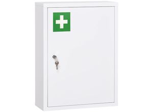 4255633515391 - Medizinschrank Apothekerschrank mit 3 Fächern Medikamentenschrank Abschließbarer Erste Hilfe Schrank mit 2 Schlüsseln Stahl Weiß 40 x 15 x 535