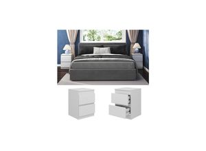 4066731352883 - Nachtschrank Calisto Weiß 40 x 55 cm 2er-Set Schublade Kommode Schlafzimmer