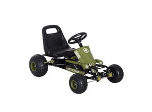 4250871252244 - Kinder Tretauto mit Handbremse grün 99 x 65 x 56 cm (LxBxH) Go Kart Tretfahrzeug Kinderfahrzeug Spielzeug