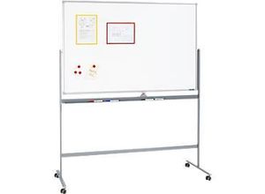 4251898823189 - Select Mobiles Whiteboard um 360° drehbare Tafel weiß lackiert Ablageschale 4 Lenkrollen B 1500 x H 1000 mm