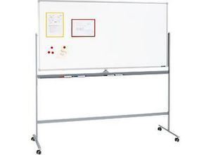 4251898822915 - Select Mobiles Whiteboard um 360° drehbare Tafel weiß lackiert Ablageschale 4 Lenkrollen B 1800 x H 900 mm