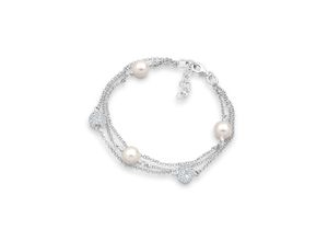 4050878381080 - Armband ELLI Kugel Elegant synthetischen Perlen 925 Silber Armbänder Gr 18 cm mit Steinen Silber 925 (Sterlingsilber) weiß (weiß weiß) Damen Armbänder Silber