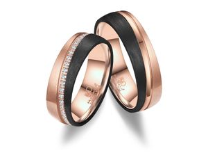 4069415273276 - Partnerring MARRYA MARRYA Carbon Ringe Trauringe Eheringe Partnerringe Fingerringe Gr 48 Carbon rosegold (damen ring schwarz rosé) Damen