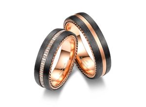 4069415272866 - Partnerring MARRYA MARRYA Carbon Ringe Trauringe Eheringe Partnerringe Fingerringe Gr 48 Carbon rosegold (herren ring schwarz rosé) Damen