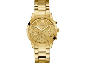 0091661482663 - Multifunktionsuhr GUESS SOLAR W1070L2 Armbanduhren goldfarben Damen Quarzuhren Armbanduhr Quarzuhr Damenuhr