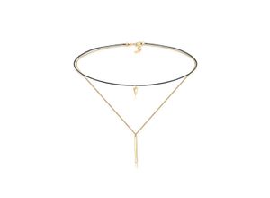 4050878565848 - Collier ELLI Choker Geo Dreieck Layer Minimal 925 Silber Halsketten Gr 36 ohne Stein Silber 925 (Sterlingsilber) Länge 36 cm goldfarben (gold) Damen Colliers Halsschmuck