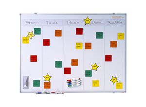 8712752105880 - eurokraft basic Taskboard für Scrum und Kanban lackiert mit 5 Bahnen BxH 1200 x 900 mm