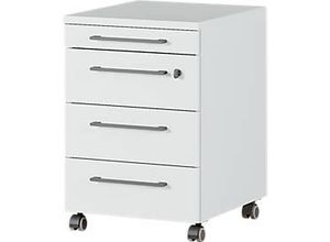 4005949423923 - Rollcontainer Agenda 3 Schubladen Utensilienauszug B 420 x H 610 x T 490 mm abschließbar lichtgrau