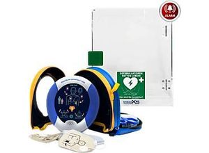 4260301051477 - HeartSine SAM350P Defibrillator AED für den Innenbereich mit manueller Schockabgabe mit Alarm 4 Jahre Allgefahren-Zusatzversicherung im Acrylglaswandkasten