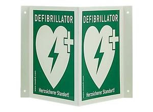 4260301053655 - Defibrillator Standort-Winkelschild B 450 x H 200 mm fluoreszierend