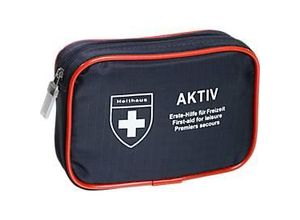 4005058611679 - Holthaus Medical AKTIV Erste-Hilfe-Verbandtasche für Freizeit Kompakte Erste Hilfe Tasche für unterwegs und Zuhause 24-teiliges Set Maße 16 x 11 x 4 cm Farbe Blau-Rot