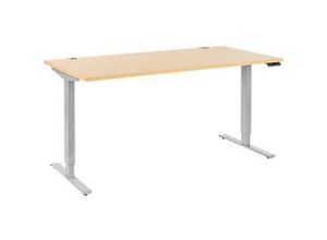 4251898808841 - Genius Schreibtisch AERO FLEX elektrisch höhenverstellbar Rechteck C-Fuß B 1600 x T 800 x H 700-1200 mm Ahorn weißalu