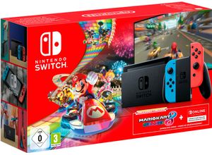 0045496453510 - NINTENDO SWITCH Spielekonsole Spielekonsolen Mario Kart 8 Deluxe + 3 Monate Switch Online Mitgliedschaft inklusive bunt (neonrot neonblau)