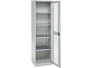 4051273769275 - Genius Flügeltürenschrank FS Stahl Sichtfenster Lüftungslöcher B 545 x T 520 x H 1950 mm 5 OH Lichtgrau Lichtgrau bis 250 kg