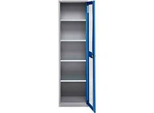 4051273769312 - Genius Flügeltürenschrank FS Stahl Sichtfenster Lüftungslöcher B 545 x T 520 x H 1950 mm 5 OH Weißalu Enzianblau bis 250 kg