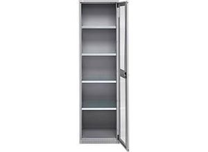 4051273769305 - Genius Flügeltürenschrank FS Stahl Sichtfenster Lüftungslöcher B 545 x T 520 x H 1950 mm 5 OH Weißalu Weißalu bis 250 kg