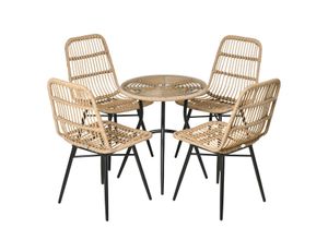 4251774951807 - 5-tlg Polyrattan Gartenmöbel Set Essgruppe Esstisch mit 4 Stühlen Gartensitzgruppe mit Beistelltisc