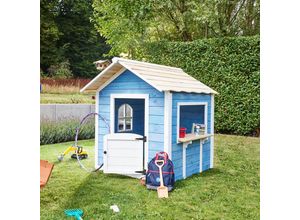 4058166045300 - Spielhaus - der GROßE palast blau - 118 x 138 x 132 cm - ohne Bank - fsc zertifiziertes Kinderspielhaus inkl Montagematerial i Gartenhaus Holzhaus