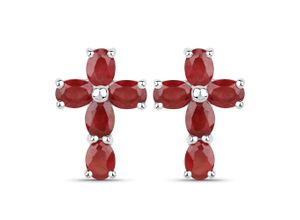 4250877755831 - Paar Ohrstecker VIRA JEWELS 925-Sterling Silber rhodiniert Glänzend Rubin rot Ohrringe Gr ONE-SIZE 22 ct Silber 925 (Sterlingsilber) weiß (weiß rot) Damen