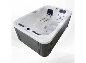 4062048009366 - TroniTechnik® Outdoor Whirlpool Spa TINO Weiß Silber Marmoriert 195cm x 127cm mit Heizung Hydromassage zwei Pumpen