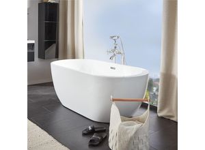 4058166011480 - Freistehende Badewanne - codo Weiß - Maße ca 170 x 80 x 58 cm - Füllmenge 204 Liter inkl Überlaufschutz Siphon und Verschluss i Spa für 2