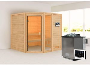 4010090387192 - Karibu Sauna Kühlungsborn SET naturbelassen mit Ofen 9 kW Bio ext Strg