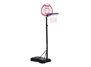 4250871216826 - Homcom - Kinder Basketballständer Basketballkorb mit Rollen Standfuß mit Wasser befüllbar Zielbretthöhe 194-249 cm pe + Stahl Schwarz - Weiß+Rot