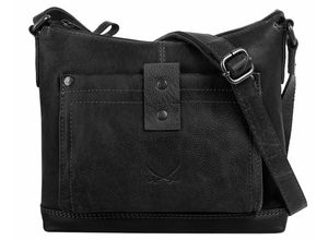 4022581306773 - Umhängetasche SANSIBAR Damen Gr B H T 23cm x 20cm x 10cm onesize schwarz Leder vintage Taschen echt Leder