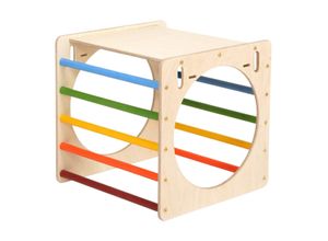 4751038480420 - Katehaa - Activity Cube   Holzwürfel aus Holz Regenbogenfarben Indoor Klettergerüst für Kinder Montessori Spielzeug - Braun