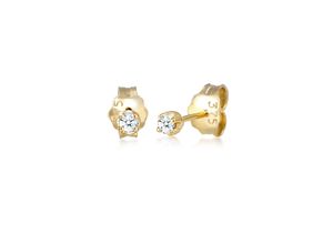 4050878570729 - Paar Ohrstecker ELLI DIAMONDS Stecker Basic Diamant (003 ct) 375er Gelbgold Ohrringe Gr OneSize 0012 carat ct P1 = bei 10-facher Vergrößerung erkennbare Einschlüsse mit Diamanten Gelbgold 375 weiß (weiß schwarz) Damen Ohrstecker