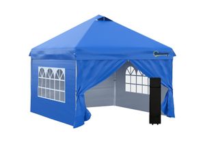 4251774953047 - Pavillon 3x3m Faltpavillon 4 Seitenwände mit Fenster Tür Festzelt Gartenzelt Pop-Up-Pavillon inkl H