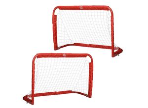 4251774973953 - Fußballtor im 2er Set rot 90 x 36 x 60 cm (BxTxH) Fußballnetz Basketballkorb Baseball Netz Gartenspielzeug