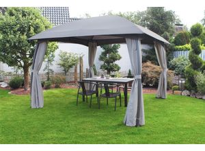 4009266870033 - Pavillon Milena – formschöner Gartenpavillon 33 x 33 m mit verschließbaren Seitenteilen – anthrazi