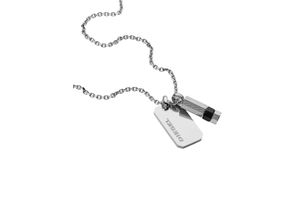 4013496068085 - Kette mit Anhänger DIESEL Schmuck Edelstahl Halsschmuck Ankerkette Halsketten Gr mit Stein Edelstahl Länge 55 cm schwarz (edelstahlfarben schwarz) Damen Ketten mit Anhänger Stein (synth)