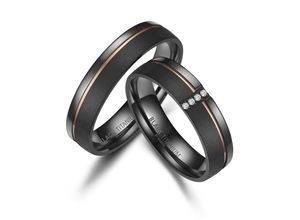 4069415274167 - Partnerring BLACK TITANIUM by MARRYA Fingerringe Gr 48 Titan herren ring schwarz gold Damen Freundschaftsringe