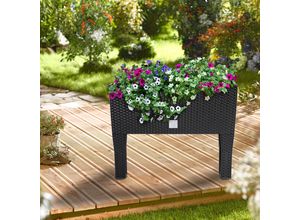 4250525397338 - Hochbeet Polyrattan Optik 60x46x25cm anthrazit