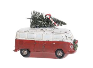 5712750375004 - Chic Antique Vintage Bus mit Weihnachtsbaum und LED H12 L18 B75 cm Rot