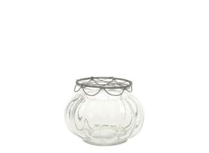 5712750358687 - Chic Antique Vase aus Glas mit Rillen Höhe 75 ∅ 75 cm