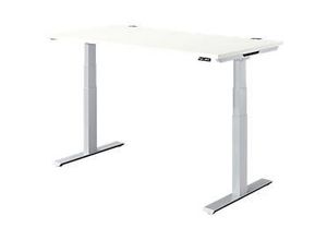 4250510935491 - Genius Schreibtisch MODENA FLEX elektrisch höhenverstellbar Rechteck T-Fuß B 1600 x T 800 x H 645-1290 mm weiß weißalu