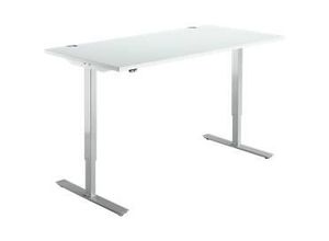 4250510859094 - Select Schreibtisch Start Off elektrisch höhenverstellbar Rechteck T-Fuß B 1600 x T 800 x H 705-1205 mm lichtgrau weißaluminium