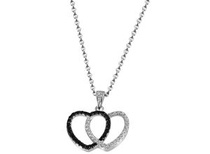 4056779121251 - Kette mit Anhänger FIRETTI Schmuck Geschenk Silber 925 Halsschmuck Halskette Ankerkette Herz Halsketten Gr Silber 925 (Sterlingsilber) Länge 45 cm weiß (silberfarben schwarz kristallweiß) Damen mit Zirkonia (synth)