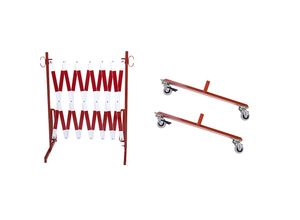 4250912303669 - Scherengitter mit 2 Rollfüßen reflektierend rot   weiß Länge max 3600 mm