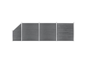 8719883908823 - Bonnevie - wpc Zaun-Set 3 Quadrate + 1 Schräge 619x186 cm Grau vidaXL178770