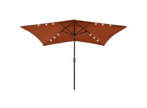 8720286164730 - Bonnevie - SonnenschirmGartenschirm mit LEDs und Stahl-Mast Terracotta-Rot 2x3 m vidaXL