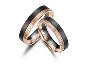 4069415319059 - Verlobungsring MARRYA BLACK TITANIUM by MARRYA Fingerringe Gr 48 Titan rosegold (herren ring schwarz rosé gold) Damen