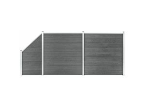 8719883908816 - Bonnevie - wpc Zaun-Set 2 Quadrate + 1 Schräge 446x186 cm Grau vidaXL307265